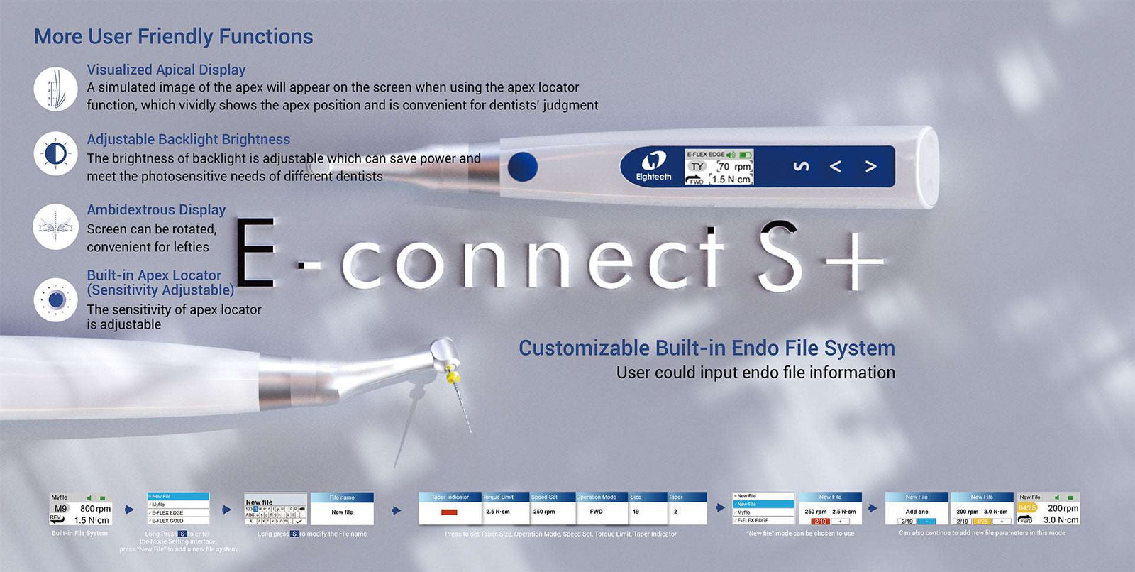 E-Connect S+ Endomotor with built-in Apex Locator by Eighteeth ...